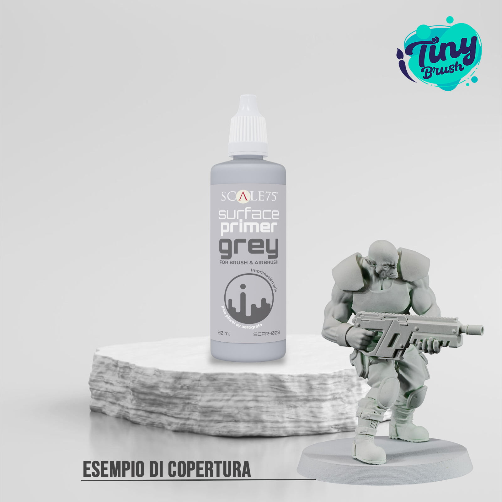 Primer grigio (pennello ed aerogrfo, 60ml) Scale75 - Tiny Brush